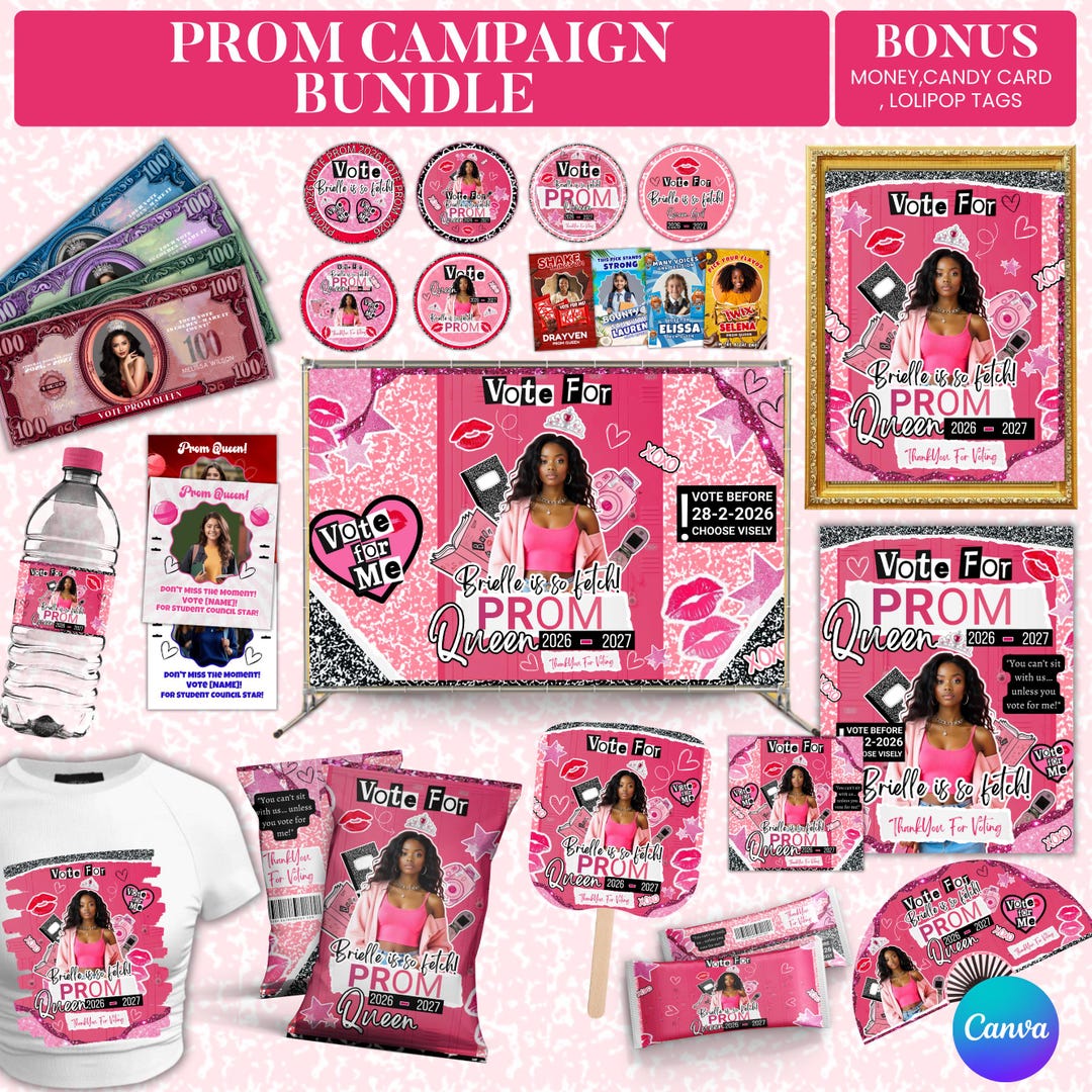 PROM SEND OFF Treat Packaging Bundle,pink Theme Prom Template Bundle ...