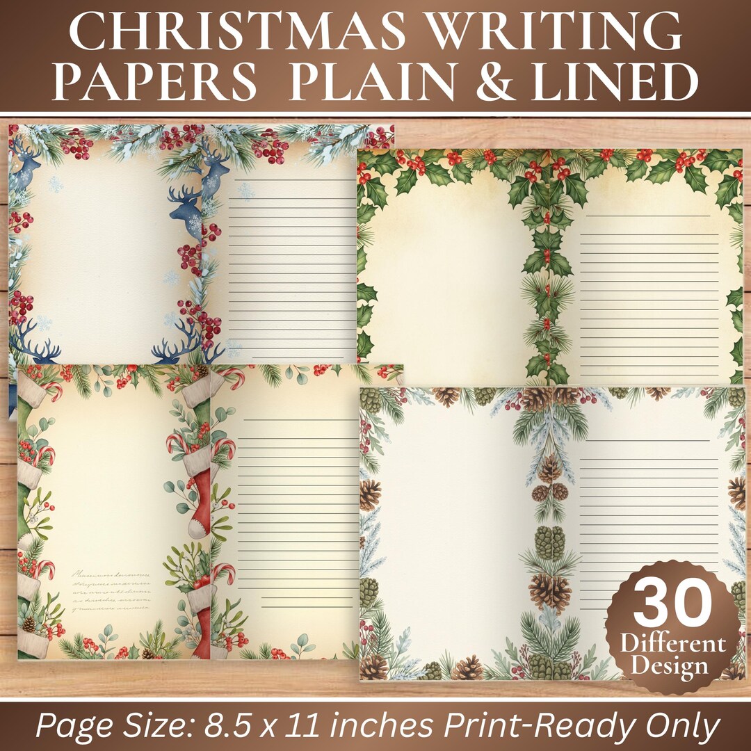 30 Christmas Plain and Lined Pages, Junk Journal, Traditional, Vintage ...