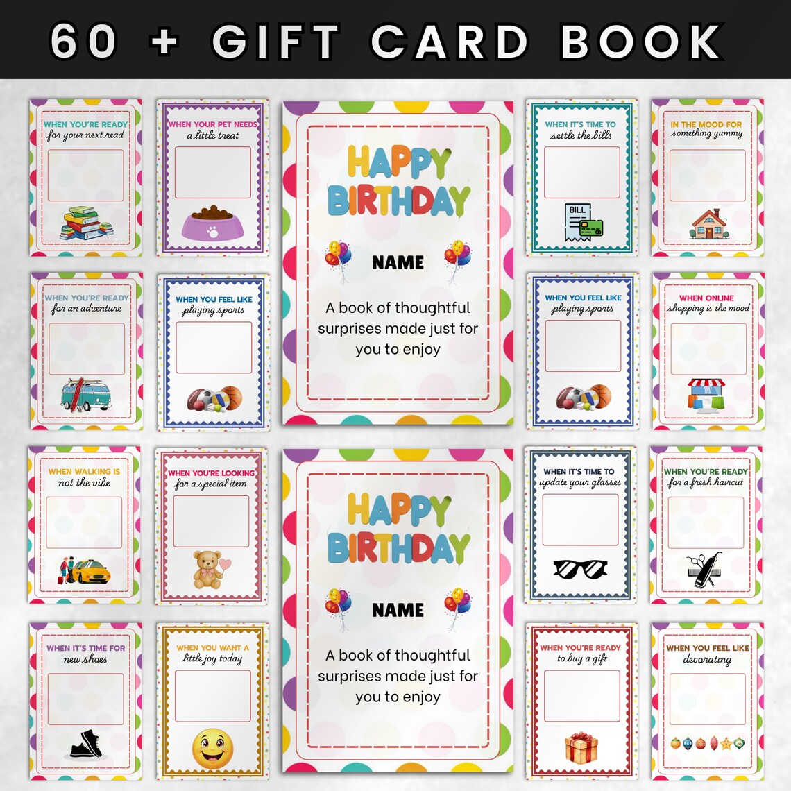 Printable Birthday Gift Card Book, Birthday Gift for College Student ...