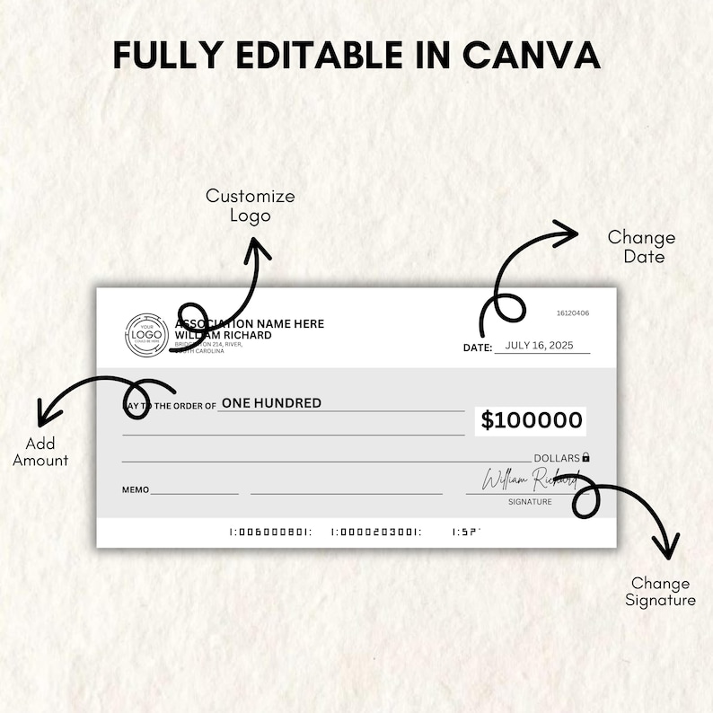 Super Large Blank Check, 36 X 18 in Manifestation Check Canva,blank ...