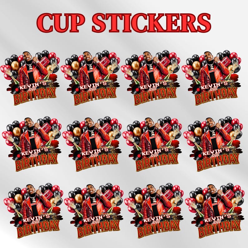 Styrofoam Cup Stickers, Men Birthday Cup Sticker Template,red Black ...