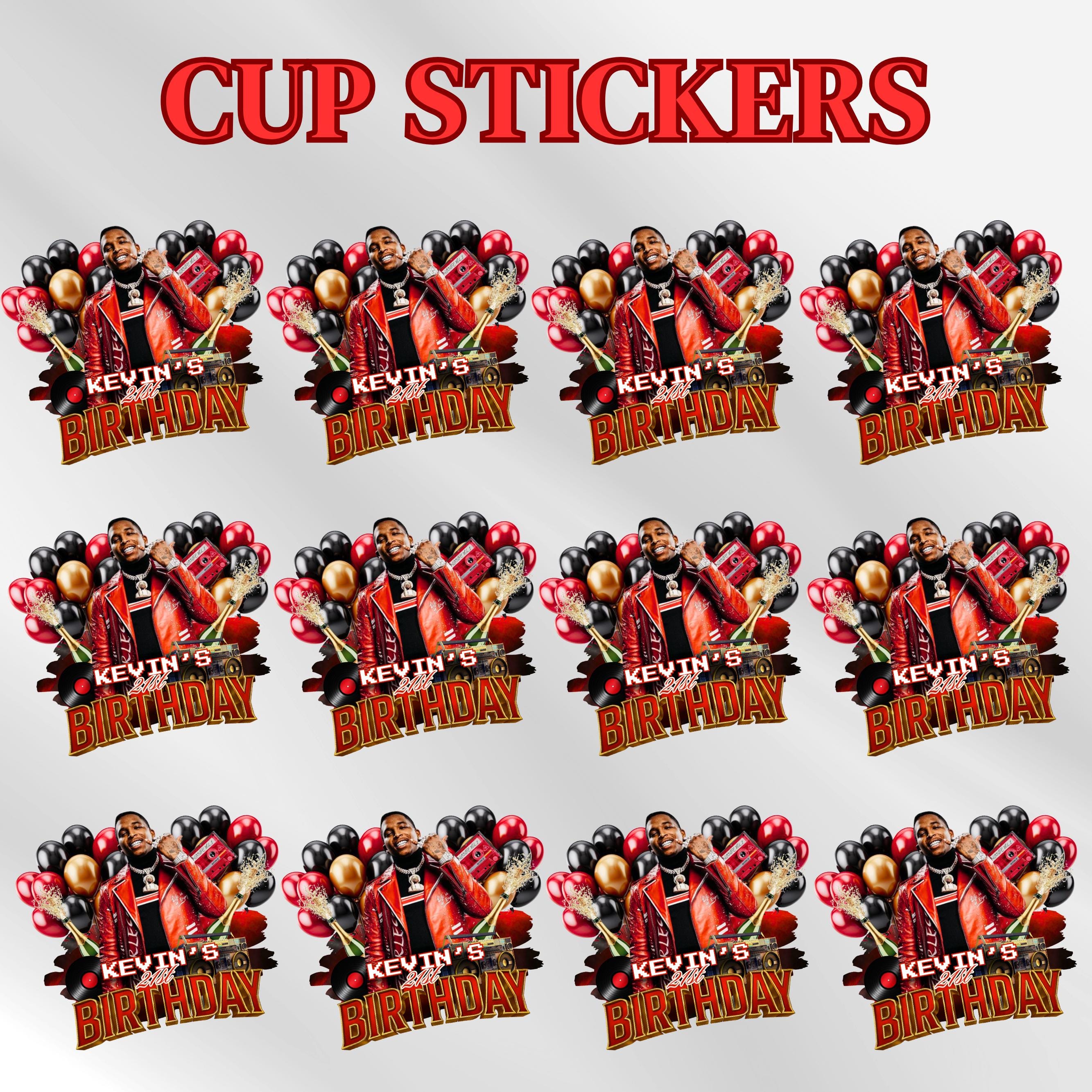 Styrofoam Cup Stickers, Men Birthday Cup Sticker Template,red Black ...