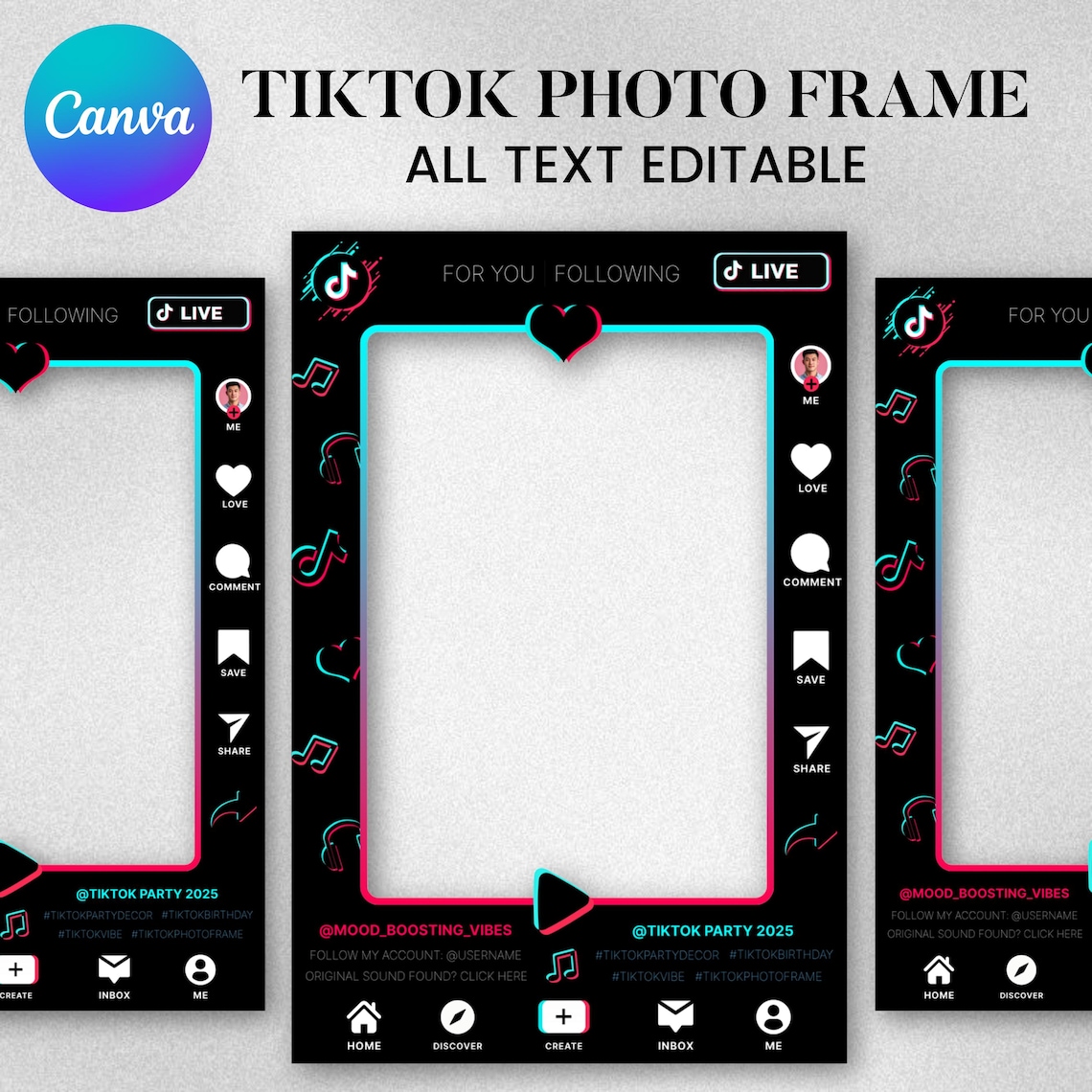 TIKTOK Selfie Frame Template, Social Media Photo Frame, Tiktok Photo ...