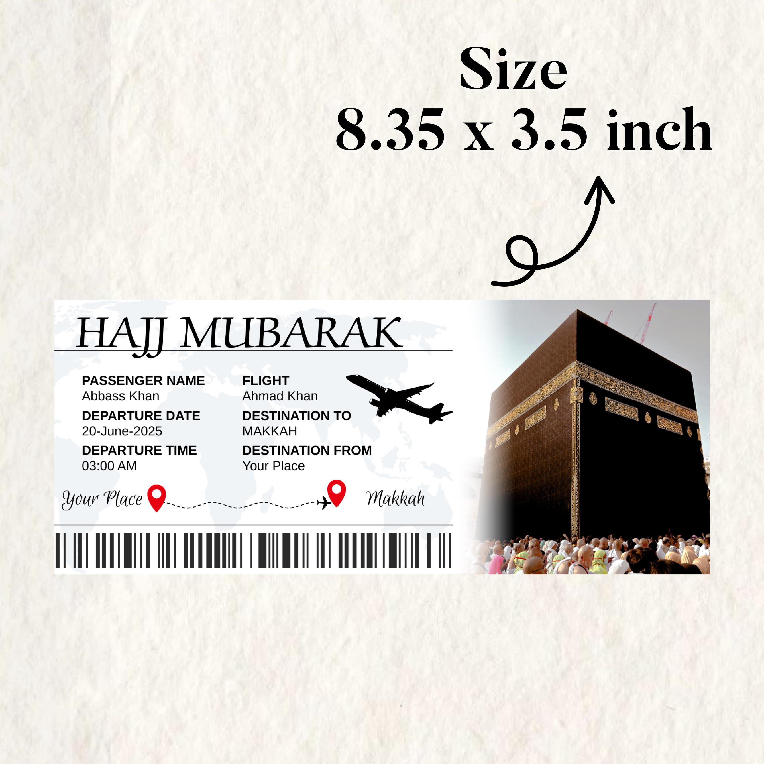 Hajj Boarding Pass, Editable Umrah Mubarak Boarding Pass, Hajj Plane ...