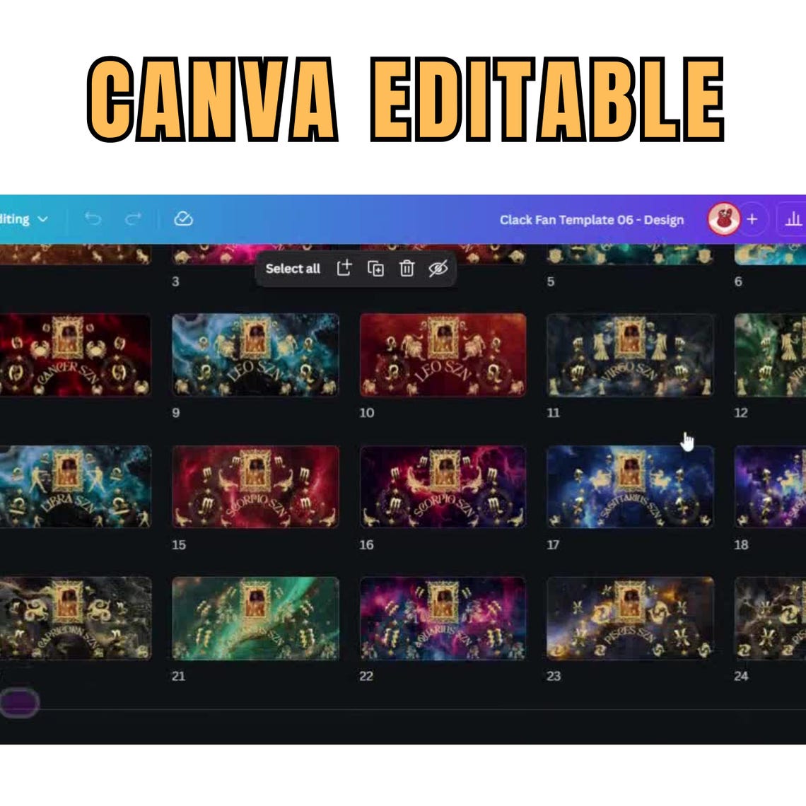 Zodiac Click Clack Fan Design Bundle,birthday Squad Clack Fan Templates ...