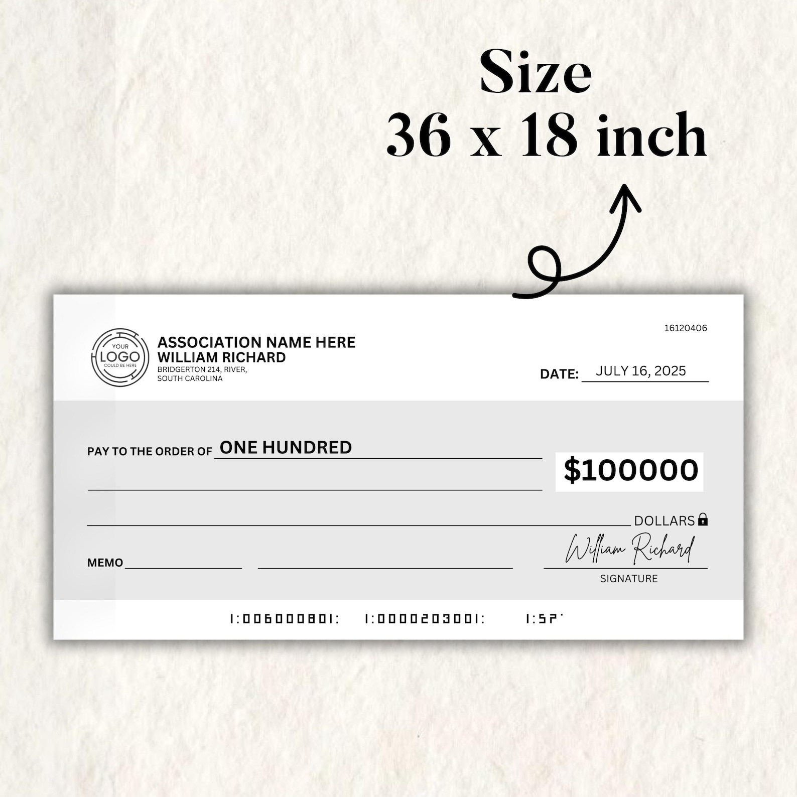 Super Large Blank Check, 36 X 18 in Manifestation Check Canva,blank ...
