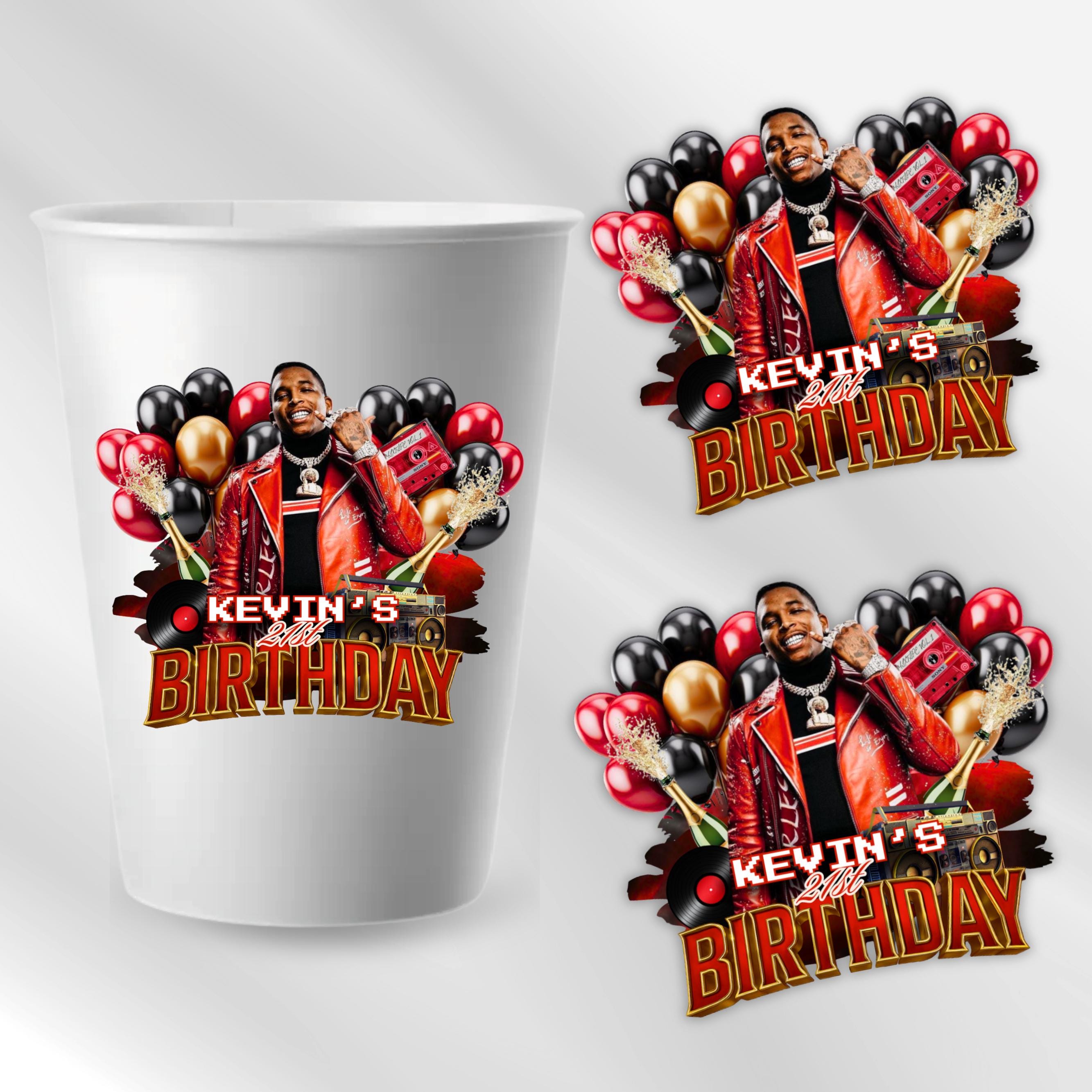 Styrofoam Cup Stickers, Men Birthday Cup Sticker Template,red Black ...