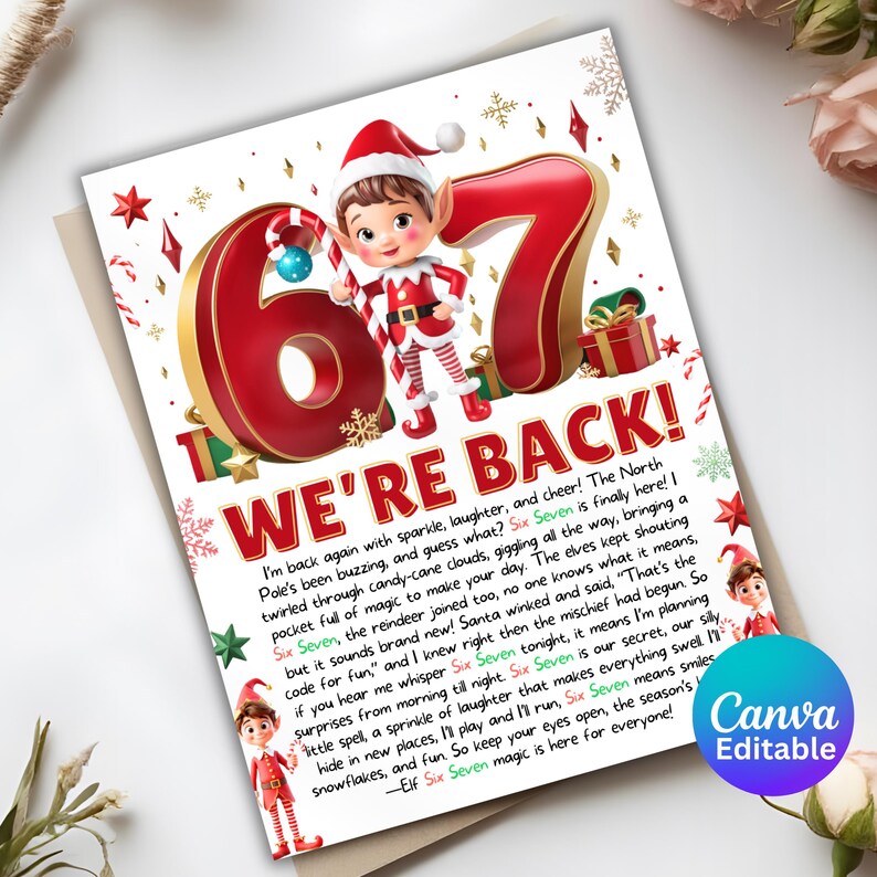 67 Elf Letter, Elf Letter, Elf 67 Printable,67 for Elf on the Shelf ...