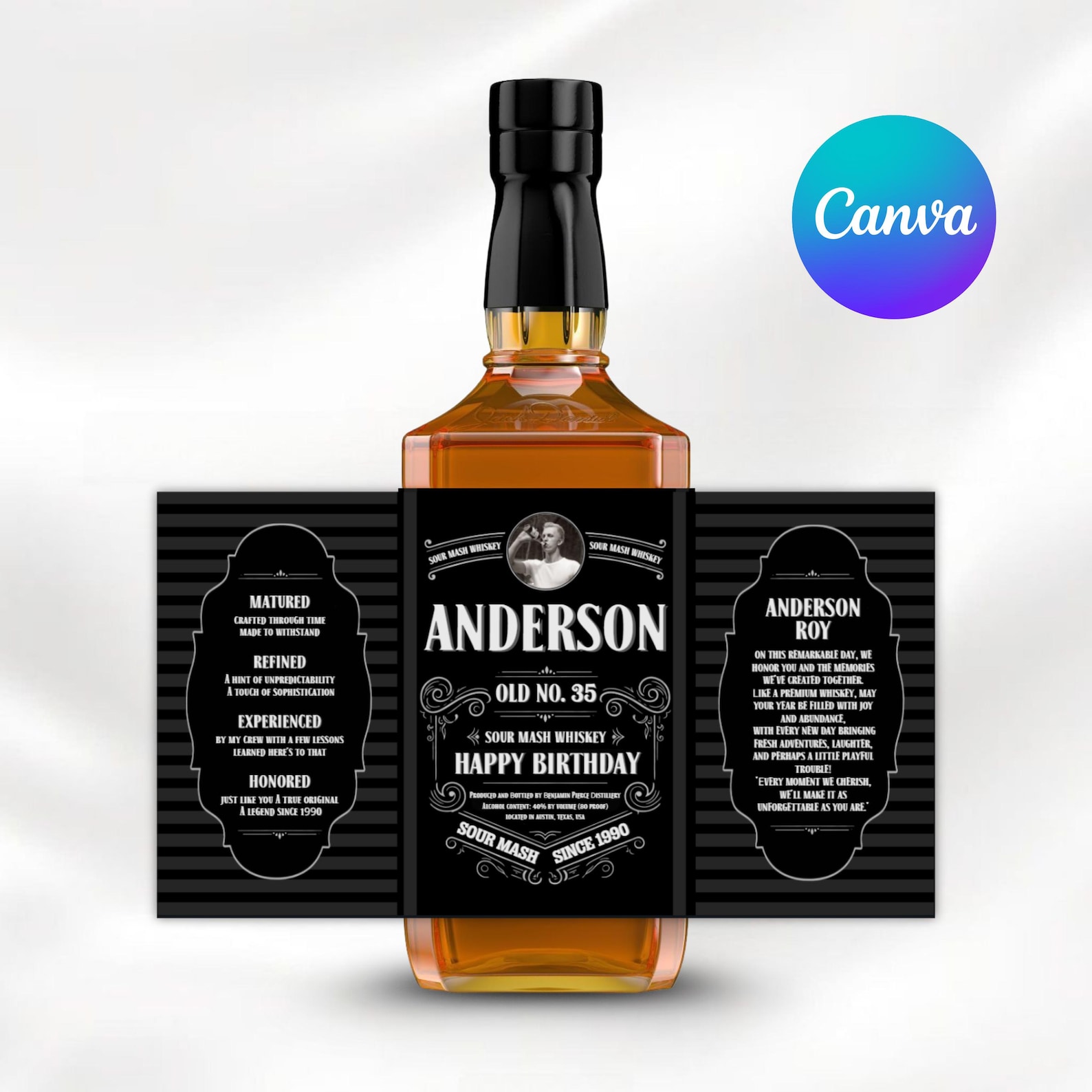 Custom Whiskey Label Canva Template, Editable Whiskey Bottle Label ...