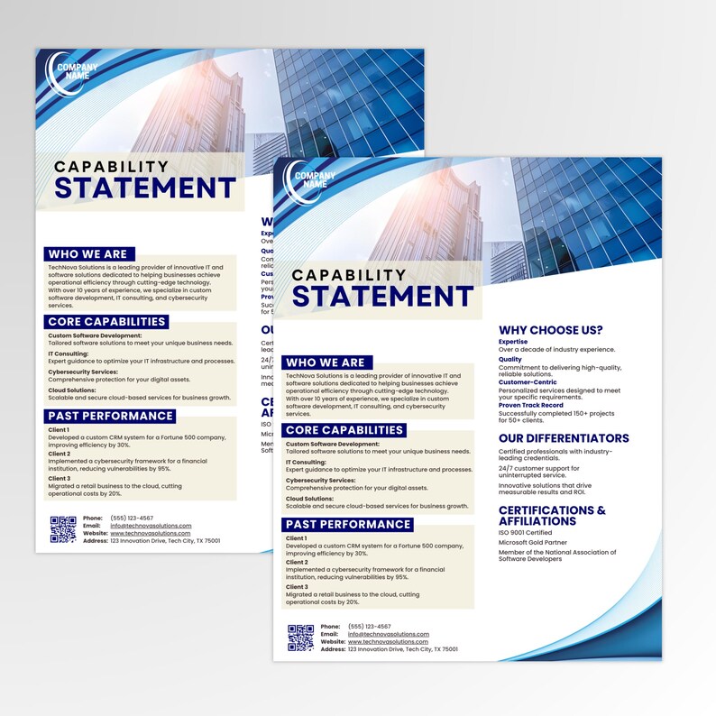 Capability Statement Template, Business Capability Statement Design ...