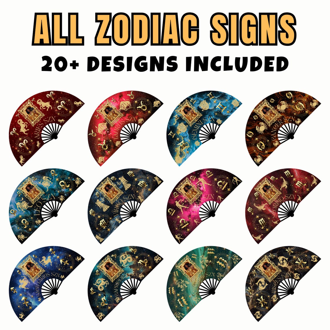 Zodiac Click Clack Fan Design Bundle,birthday Squad Clack Fan Templates ...
