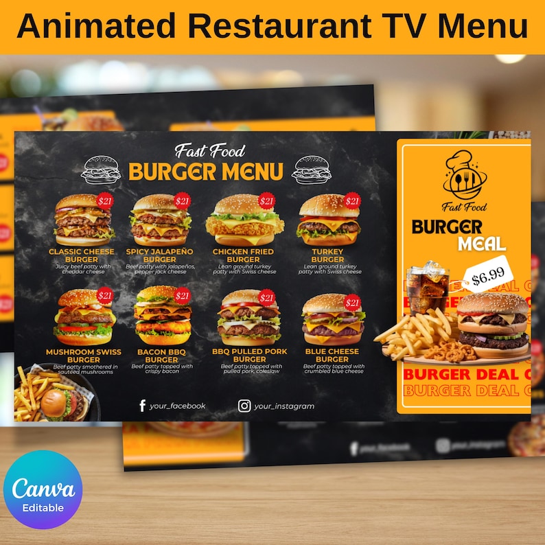 Animated Digital Download Tv Restaurant Menu Template, Catering Menu ...