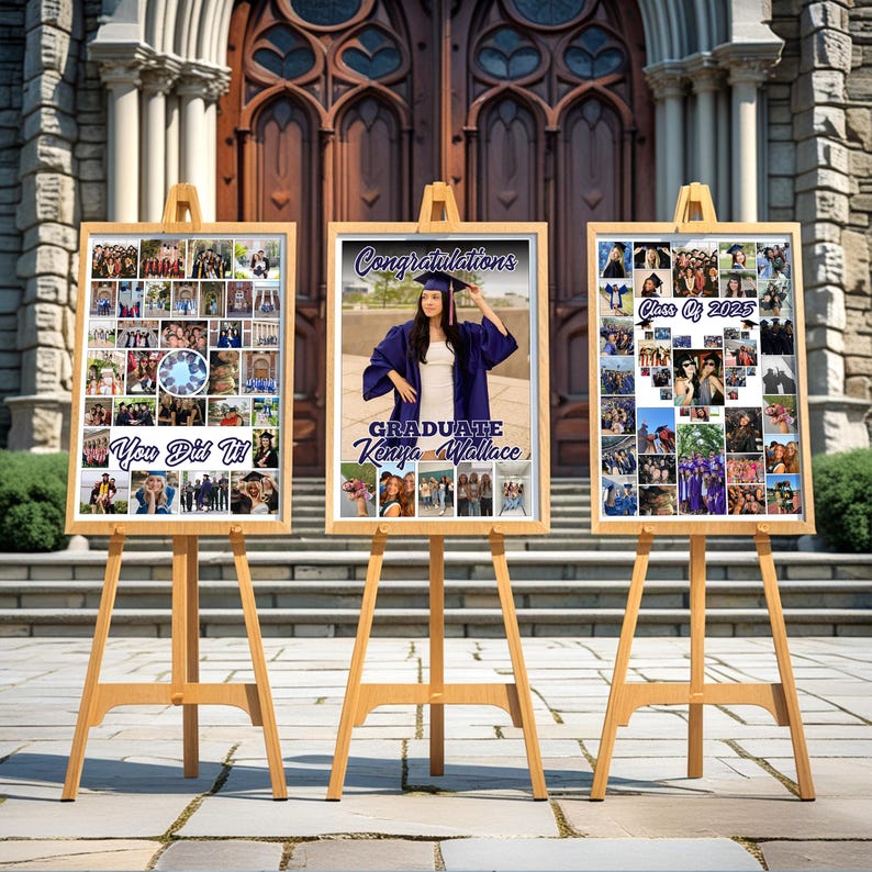 Graduation Photo Collage Template, Graduation Welcome Sign, Graduation ...
