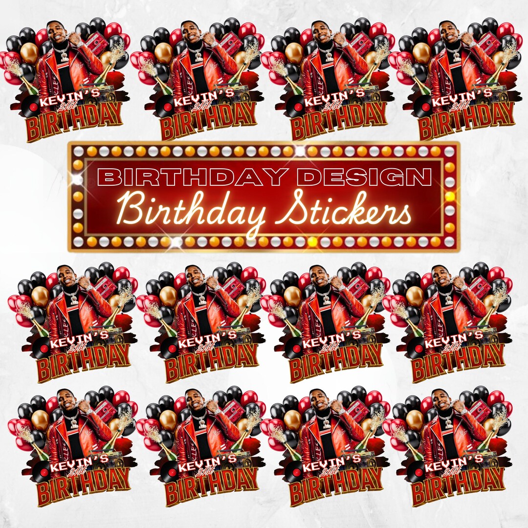 Birthday Design Template,red Black Balloon Birthday Sticker Design ...