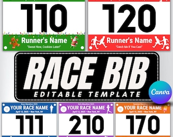 Race Bibs Template, Custom Race Bib, Printable Racing Bib, Running Race ...