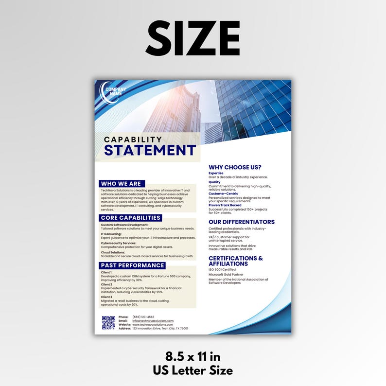Capability Statement Template, Business Capability Statement Design ...
