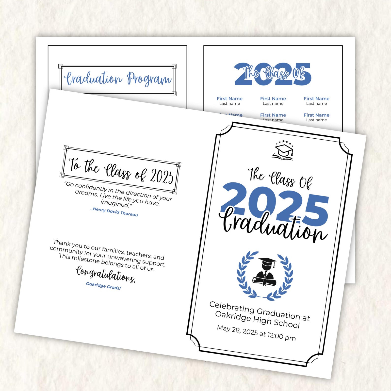 2025 Graduation Program Template Editable 2025 Ceremony Card,class of ...