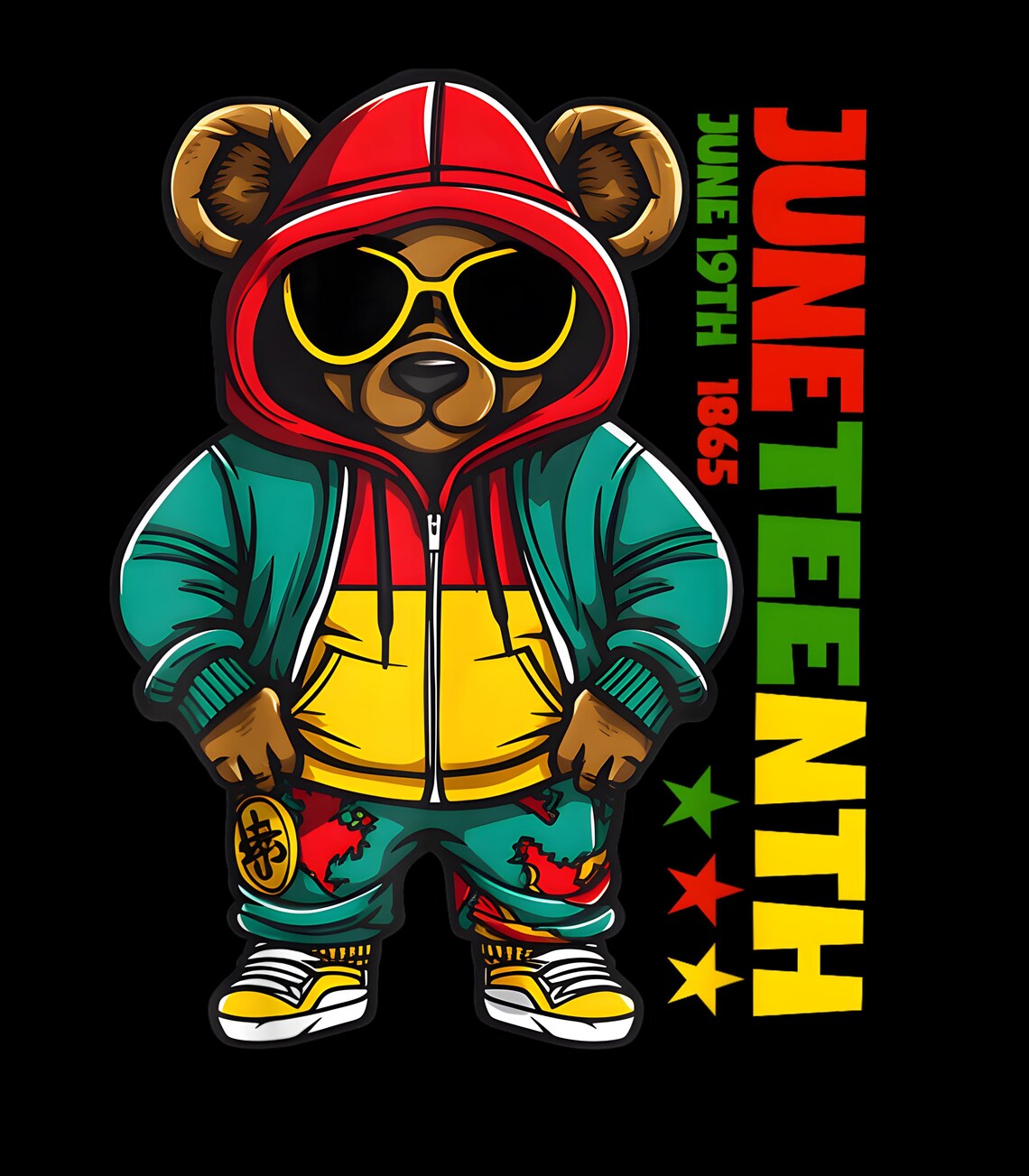 Juneteenth Black Mens Hip Hop Teddy Bear African American Png,black ...