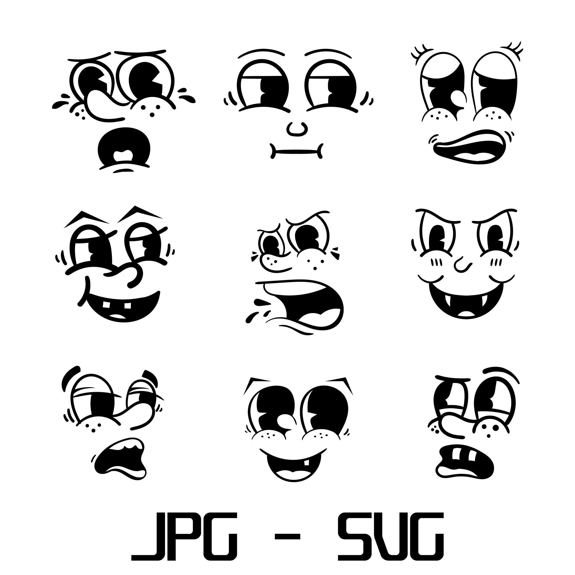 Emotion Face Svg Bundle, Kawaii Faces Svg, Comics Face, Cartoon Face ...