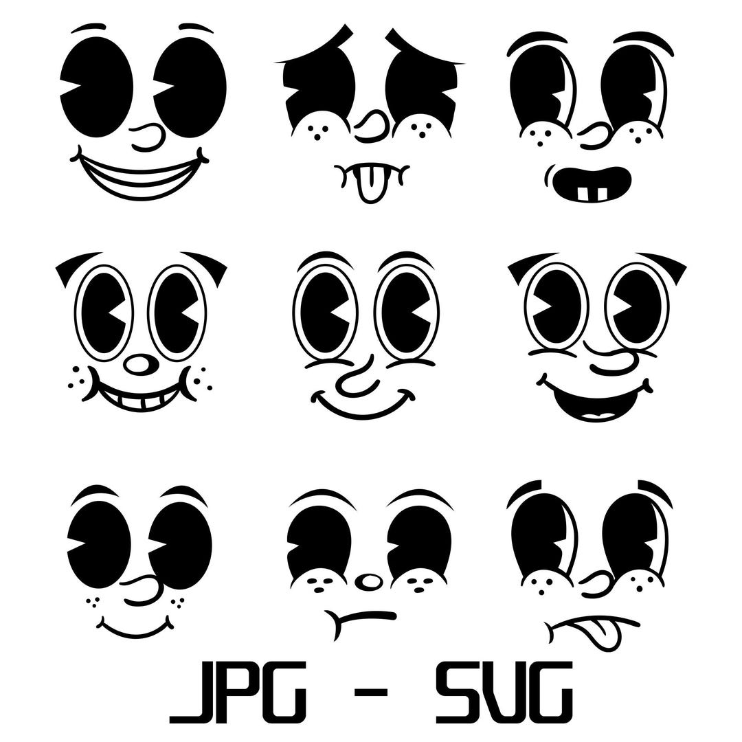 Emotion Face Svg Bundle, Cute Funny Face SVG, Emoji Face, Cartoon Face ...