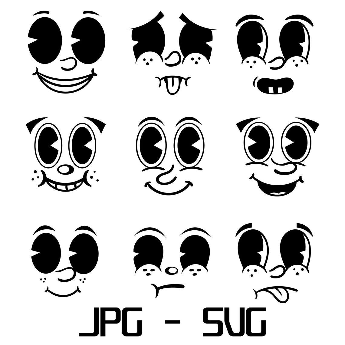 Emotion Face Svg Bundle, Cute Funny Face SVG, Emoji Face, Cartoon Face ...
