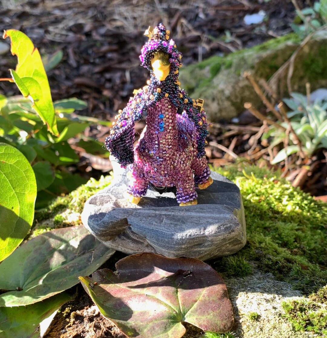 Bead Sculpture Dinosaur--little Wizard Dino on Wheels--magic User ...