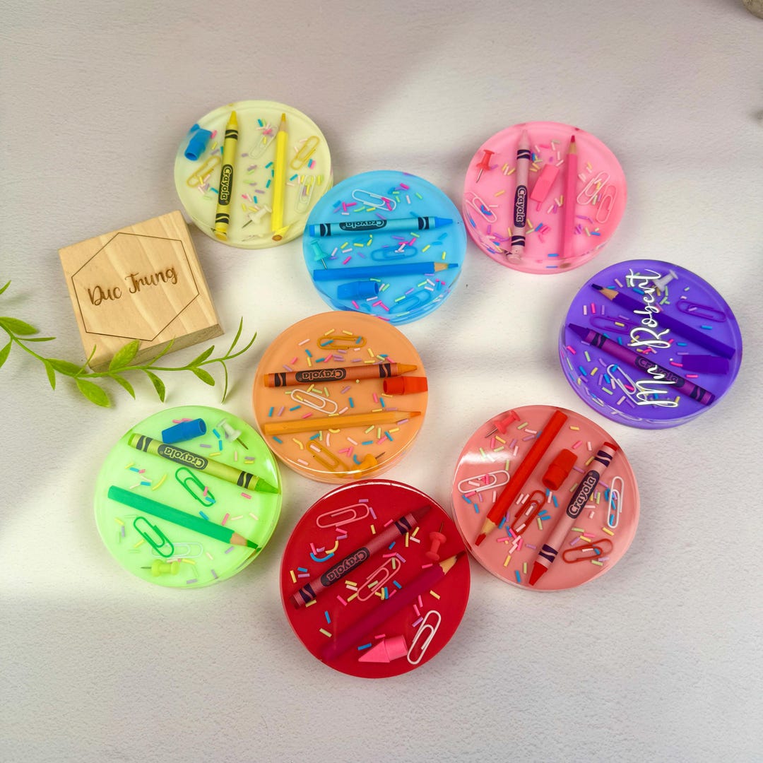 Crayon Resin Tray – Cute Desk Organizer, Teacher Gift, Personalized ...