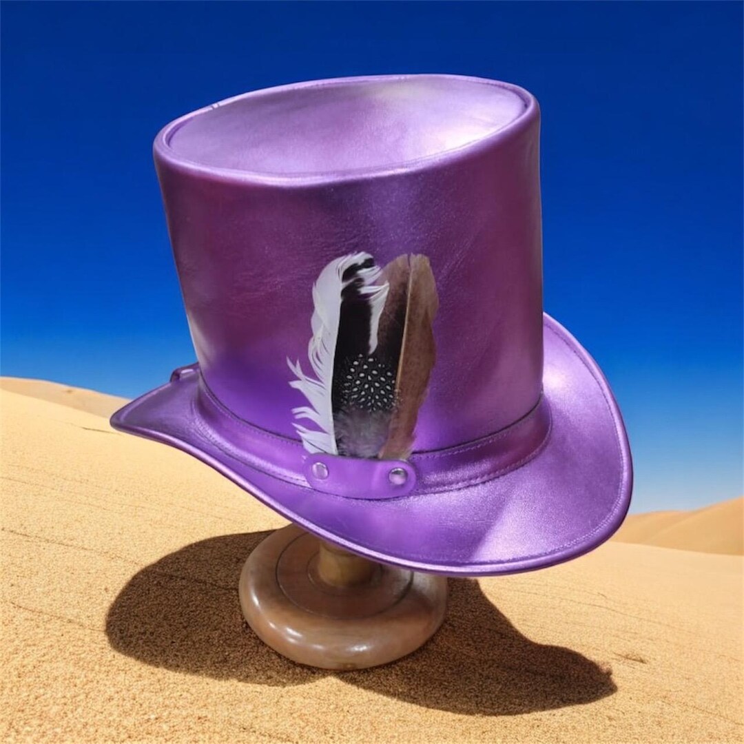 Purple Leather Top Hat: Steampunk Costume Cosplay Hat - Etsy