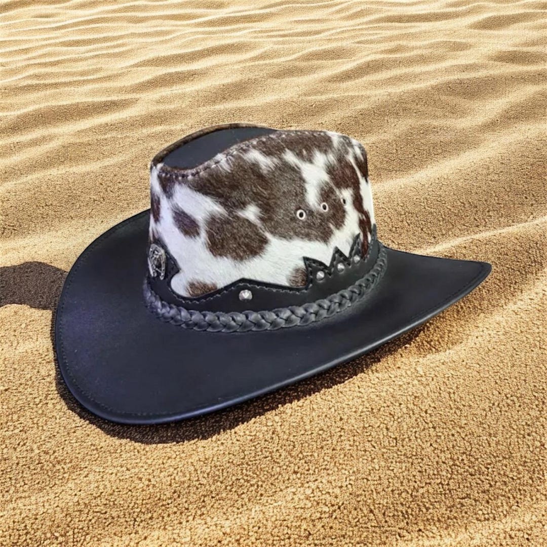 Cowhide Leather Cowboy Hat: Western Rodeo Style Bull Croncho Wide Brim ...