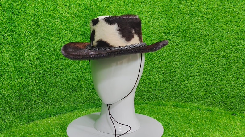 Cowhide Leather Cowboy Hat: Hair-on-hide Handmade Western Rodeo Style ...