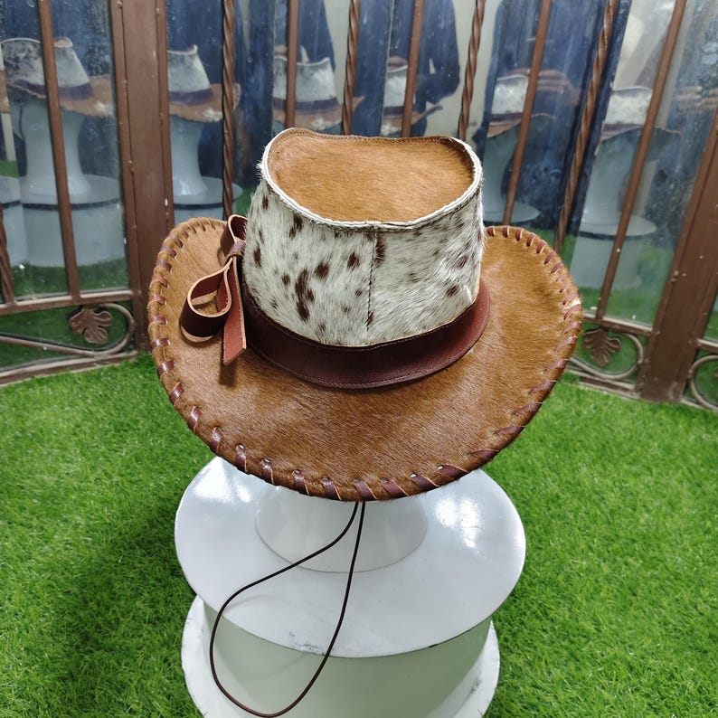 Vintage Cowhide Leather Cowboy Hat: Western Rodeo Hat - Etsy