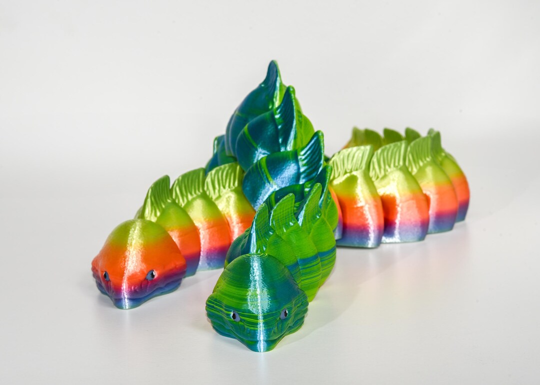 Rainbow Eel Figurine | 3D Printed Eel Model | Poseable Ocean Decor ...