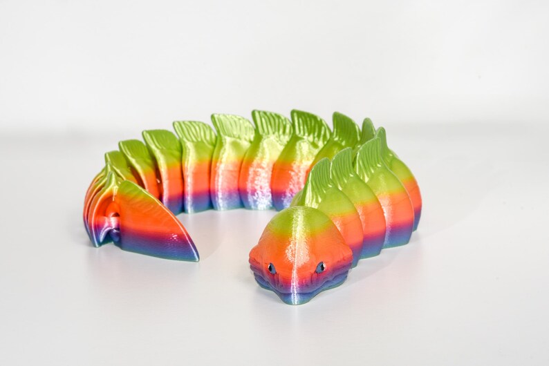 Rainbow Eel Figurine | 3D Printed Eel Model | Poseable Ocean Decor ...