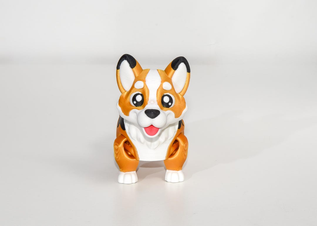 3D Printed Corgi | Articulated Dog Figurine | Poseable Desk Pet | Cute ...
