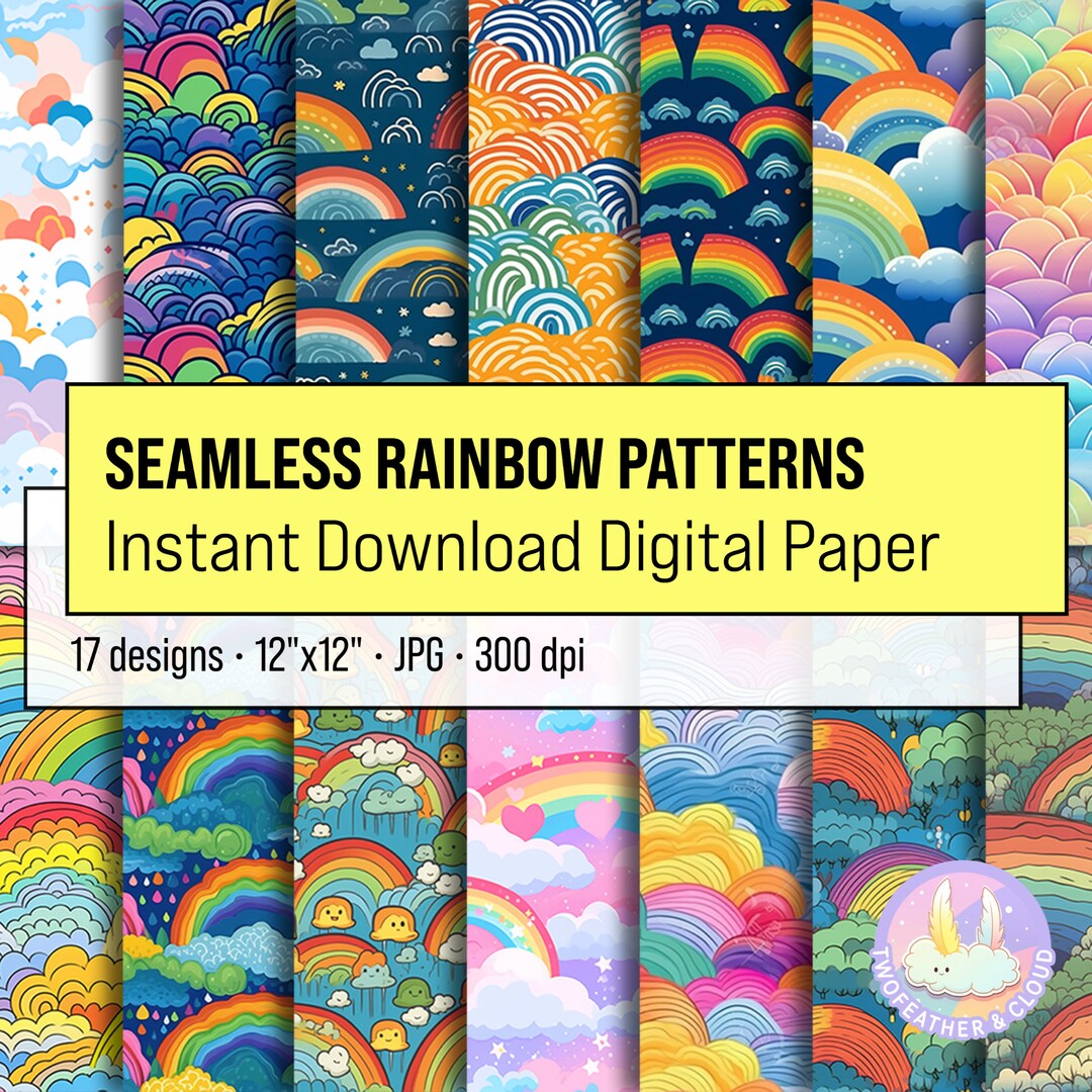 Rainbow Dreamy Cotton Candy Digital Paper Rainbow Seamless Textures ...