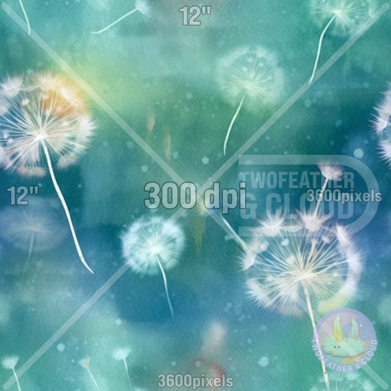 Watercolor Dandelion Puff Seamless Pattern Digital Paper | Floral ...