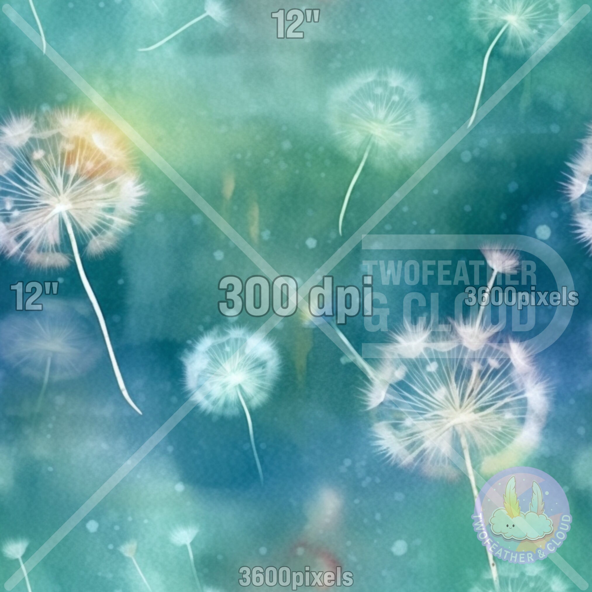 Watercolor Dandelion Puff Seamless Pattern Digital Paper | Floral ...