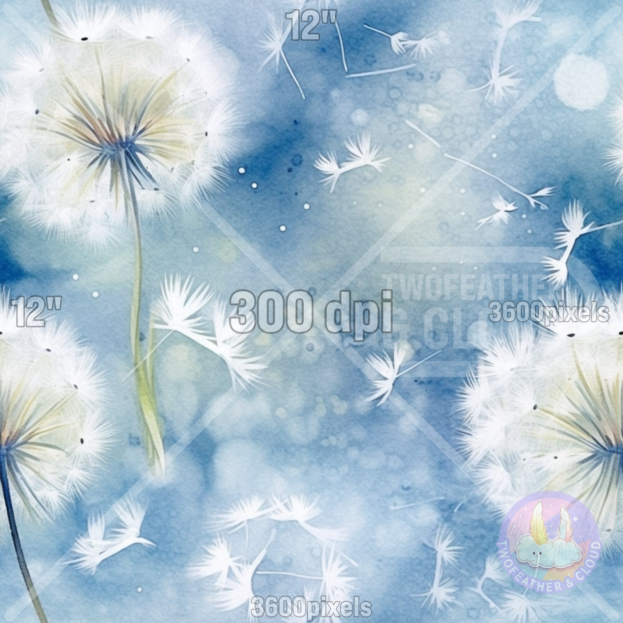 Watercolor Dandelion Puff Seamless Pattern Digital Paper | Floral ...