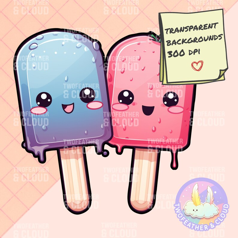 Kawaii Ice Cream Clipart PNG | Popsicle Summer 20 Colorful Kawaii Sweet ...