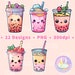 Kawaii Boba Bubble Tea Clip Art PNG - 22 Cute Watercolor Illustrations ...