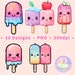 Kawaii Ice Cream Clipart PNG | Popsicle Summer 20 Colorful Kawaii Sweet ...