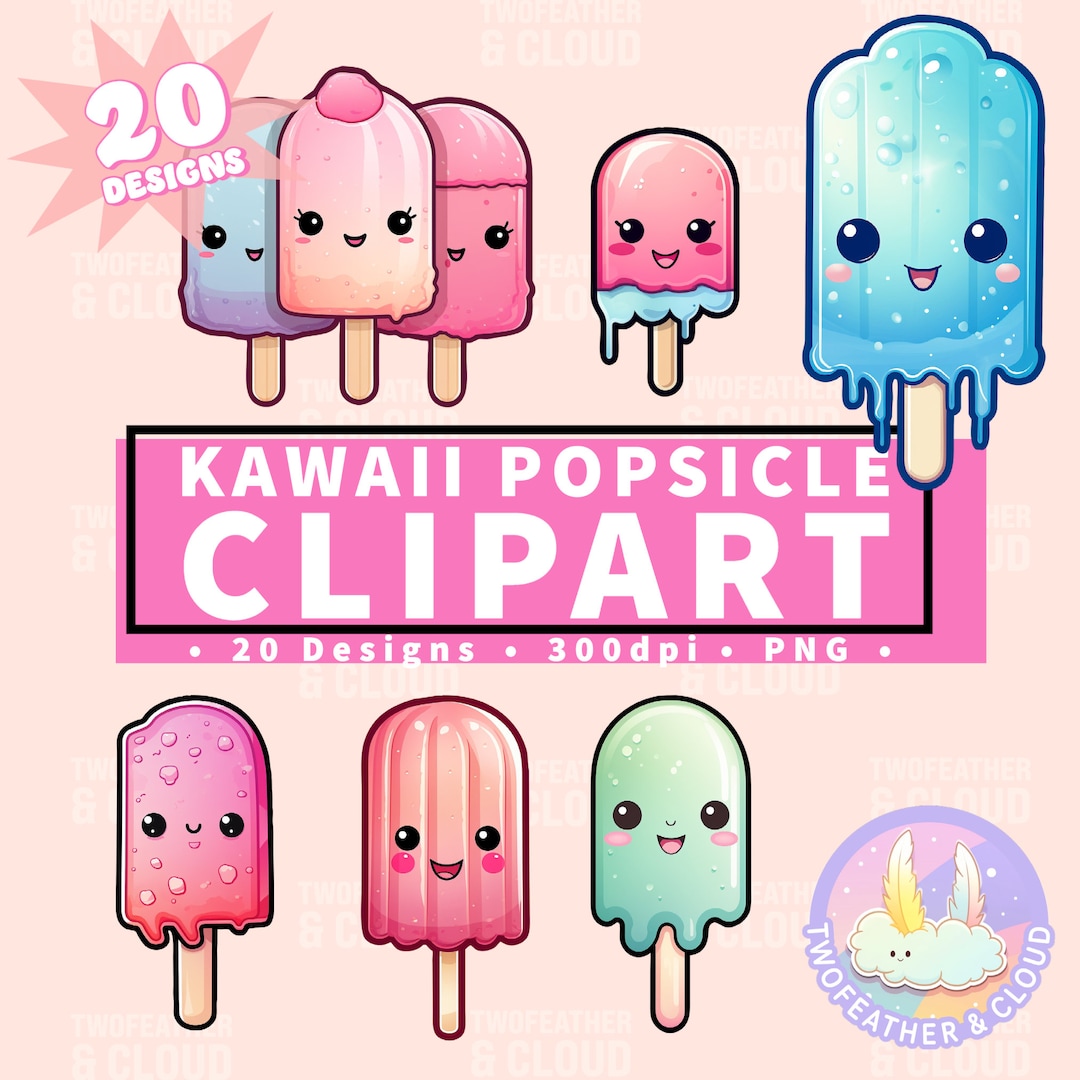 Kawaii Ice Cream Clipart PNG | Popsicle Summer 20 Colorful Kawaii Sweet ...