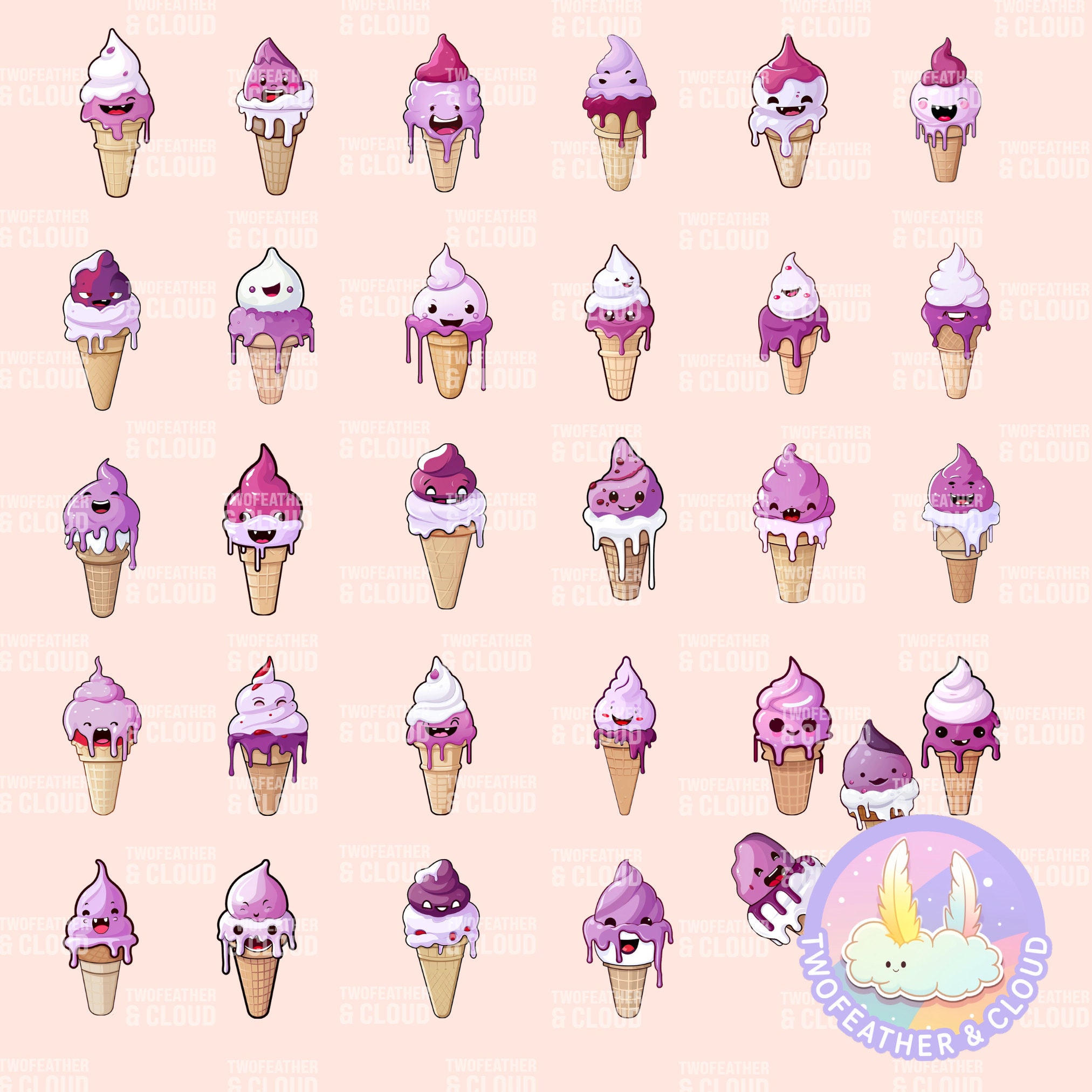 Yami Kawaii Ice Cream Clipart PNG Creepy Cute Summer Clip - Etsy