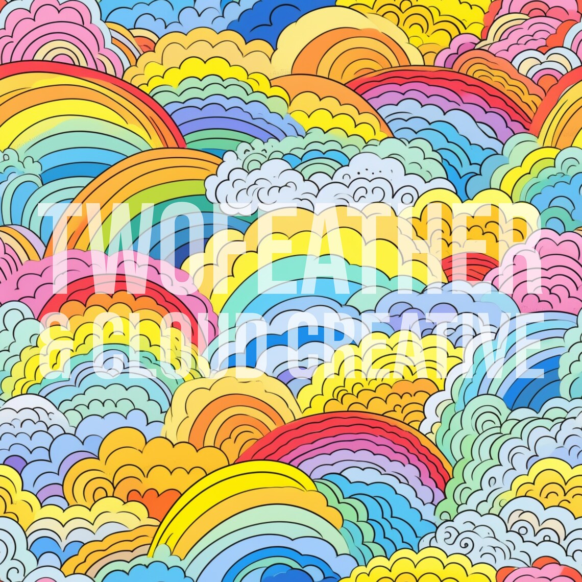 Rainbow Dreamy Cotton Candy Digital Paper Rainbow Seamless Textures ...