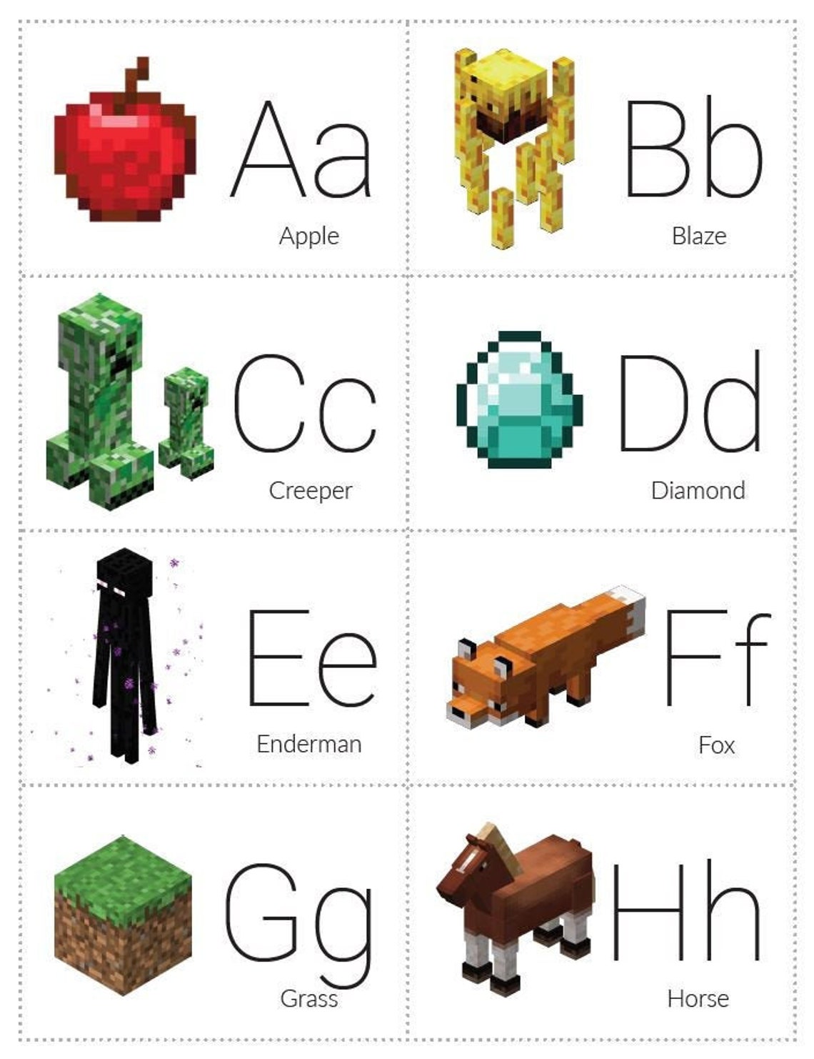 Alphabet Flashcards Abc Minecraft Printable Upper And Etsy | My XXX Hot ...