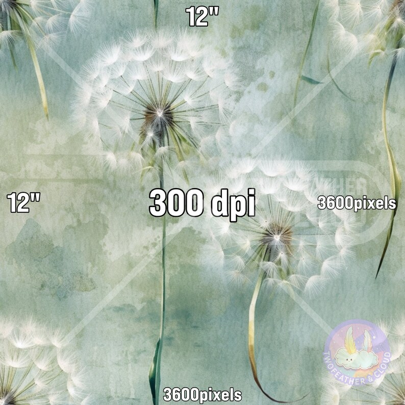 Watercolor Dandelion Puff Seamless Pattern Digital Paper | Floral ...
