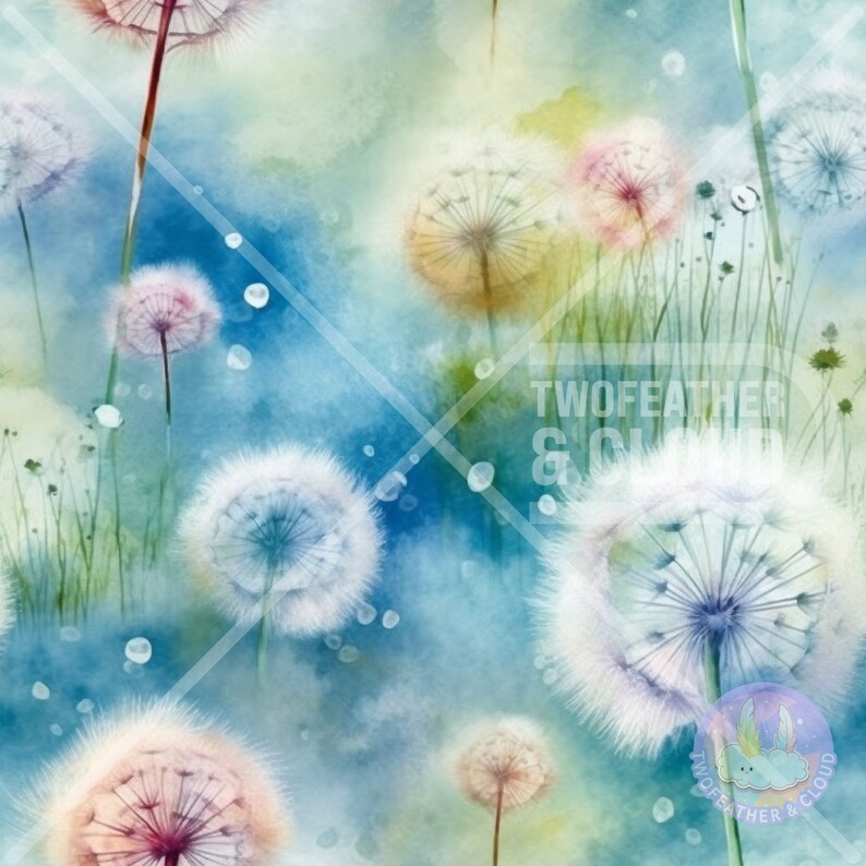 Dandelion Puff Watercolor Digital Paper Printable Scrapbook Papers ...