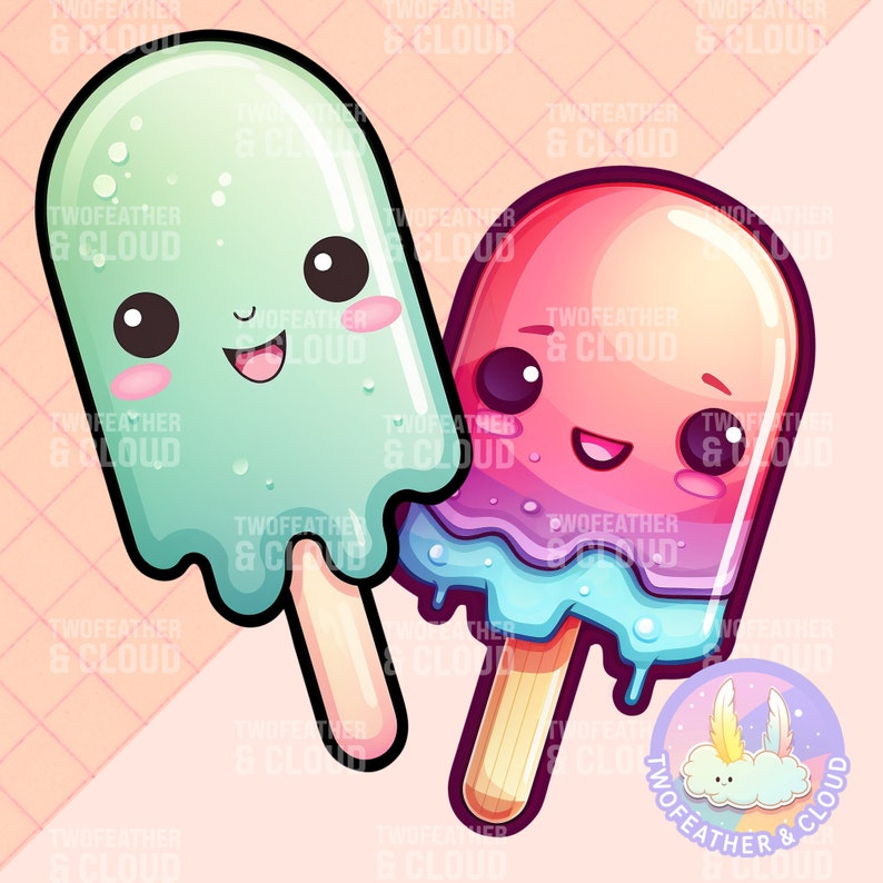 Kawaii Ice Cream Clipart PNG | Popsicle Summer 20 Colorful Kawaii Sweet ...