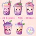 Kawaii Boba Bubble Tea Clip Art PNG 22 Cute Watercolor Illustrations of ...