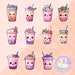 Kawaii Boba Bubble Tea Clip Art PNG 22 Cute Watercolor Illustrations of ...